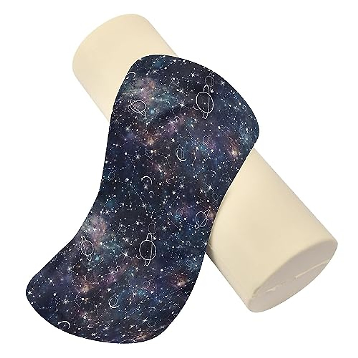 Vnurnrn Night Planets Galaxy Neck Support Pillow Round Neck Roll Bolster Cylinder Pillow Cervical Pillows Travel Pillow for Leg Knee Back Head Support for Study Work Men Women