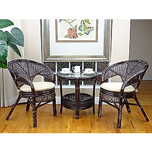 Wickerix Pelangi Handmade Rattan Dining Wicker Chair w/Cushion, Dark Brown