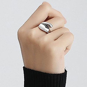 WPPHXY 925 Sterling Silver Rings Handmade Rings Adjustable Open Teardrop Rings Waterdrop Ring for Women Girls Color 1