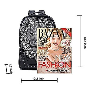 seamand Personalized 3D Lion PU Leather Casual Laptop Backpack for Men Durable Travel Daypack (Silver color)
