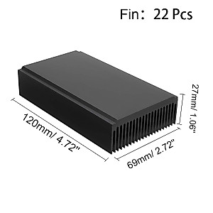 Aluminum Large Heatsink 4.72''x2.72''x1.06'' inch /120x69x27mm Heat Sink Cooling Black Oxide Radiator 22 Fin for Computer LED Power