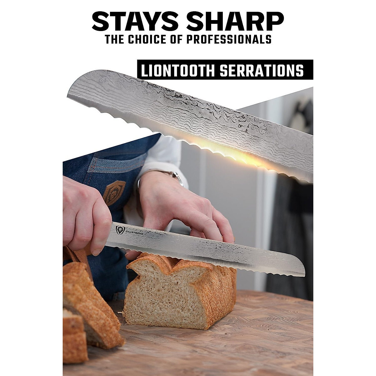 DALSTRONG Serrated Bread Knife - 10.25 inch - Shogun Series - Deli Bagel Knife - Damascus AUS-10V Japanese Super Steel - Bread Slicer Cutter Gift - Slicing Knife - Vacuum Treated - G10 Handle - Sheath