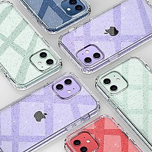 Diaclara iPhone 12 Mini Case - Full Body Rugged Case with Built-in Touch Sensitive Screen Protector, Soft TPU Bumper for iPhone 12 Mini 5.4" (Clear Glitter)