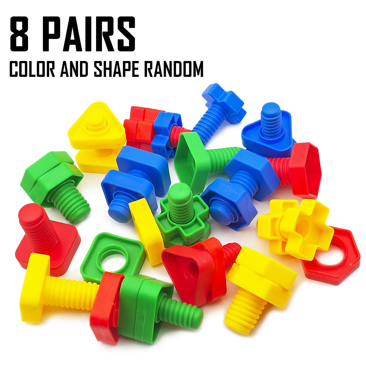 EJLIFEBOX 14 Pack Jumbo Nuts Bolts and Matching Eggs Fine Motor Skills Toys Set for Toddlers, Matching Color and Shape Game Toy Improve Motor Skills