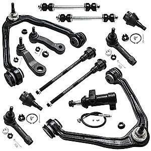 Detroit Axle - AWD Front End 13pc Suspension Kit for Silverado Sierra Chevy GMC Avalanche Suburban Yukon XL 1500 Tahoe Escalade ESV EXT, Upper Control Arms Lower Ball Joints Sway Bars Tie Rods