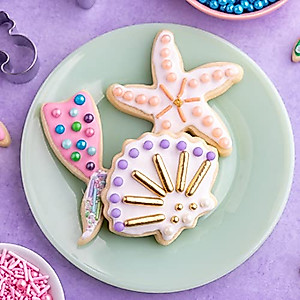 Cookie Cutter Kingdom, Mermaid Sea Themed Cookie Cutter Set, 8 Piece Set, Cookie Cutters Shape, Biscuit Fondant Cutters for Party Decorations (Mermaid - 8 Pack)