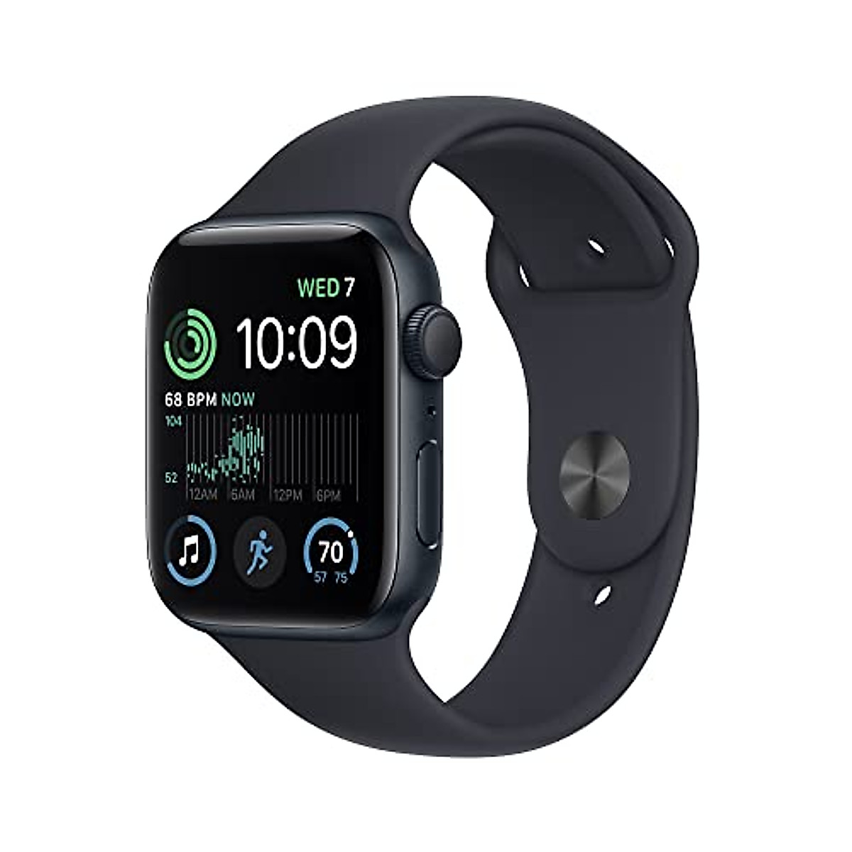 Apple Watch SE (2nd Gen) [GPS 44mm] Smart Watch w/Midnight Aluminum Case & Midnight Sport Band - M/L. Fitness & Sleep Tracker, Crash Detection, Heart Rate Monitor, Retina Display, Water Resistant