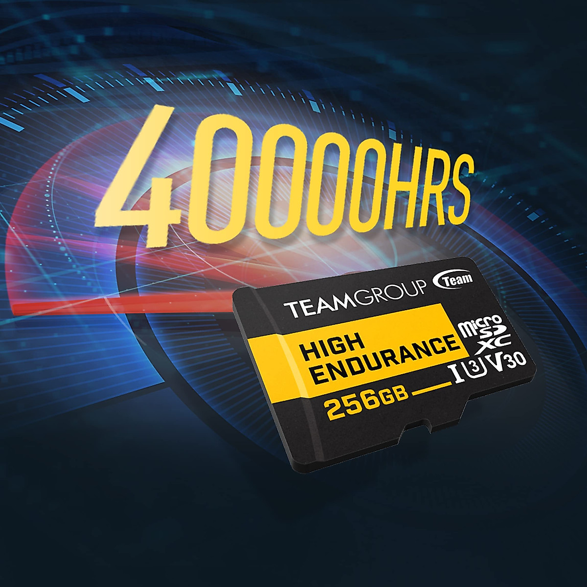 TEAMGROUP HIGH Endurance 256GB Micro SDXC UHS-I U3 V30 4K 100MB/s (Designed for Monitoring) Stable Durable Long Lasting Flash Memory Card, Support 4K & Full HD Video Recording TTUSDX256GIV3002