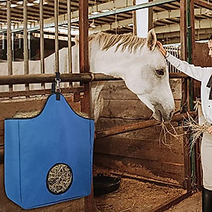 TNBUENO Horse Hay Bag with Metal Snap Fastener, Hay Bag Feeder Sack Storage Bag for Horse Cow Goats Donkey Cattle Rabbit