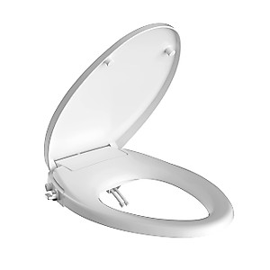 R&T Non-Electric Bidet Toilet Seat Elongated Self-Cleaning Dual Spray Nozzles for Rear & Feminine Wash