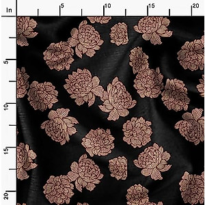 Soimoi Floral Print, Cotton Cambric, Quilting Fabric Sold by The Yard 42 Inch Wide, Medium Weight Cotton Fabric, Sewing Supplies,Black & Brown