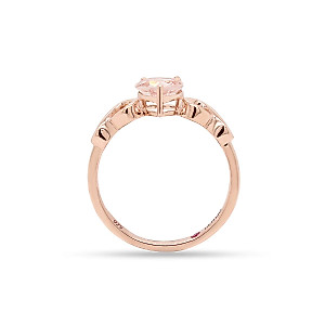 GEMVIO Collection 6MM Heart shape Peach Morganite Gemstone Infinity Heart Engagement Wedding Ring in 14K Rose Gold Over Sterling Silver Gifts for Women (0.67 Cttw) Ring Size-5