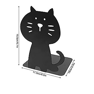 Cat Bookends, Cute and Thickening Metal, Sturdy Durable, Book Organizer for Library School Office Home Study 1 Pair (Black)