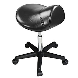 Master Massage Equipment Ergonomic Swivel Saddle Rolling Hydraulic Stool in Black for Clinic, Spas, Salons, Debtists, Classrooms, Home, Office