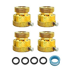 4 Pcs Anti Siphon Valve, Hose Bib Vacuum Breaker Set 3/4 Inch GHT Hose Backflow Preventer for Garden Spigot RV Hose Connection with Sealing Tape and Washers