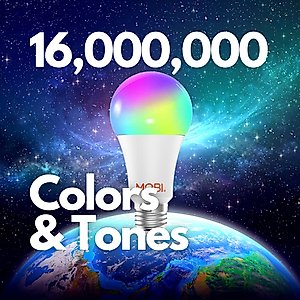 MOBI Smart WiFi LED Bulb Multi-Color Changing LED Light Bulb for Home; Bedroom, Dimmable & Voice Command, Energy Efficient LED Bulbs, No Hub Required, Compatible with Alexa and Google