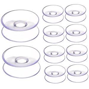 Outanaya 10pcs Clear PVC Plastic Suction Cups Glass Table Suction Cups Suction Cup Hooks for Shower Double Sided Suction Cups Household Windows Heavy Duty Desk Hanger Hook up Table Mat Flat