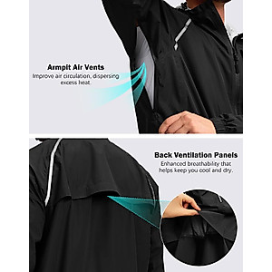 Men's Cycling Rain Jackets Waterproof Running Windbreaker Hooded Reflective Bike Hiking Biking Windproof Bicycle Riding(Black,XL)