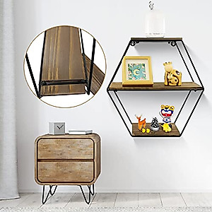 DECOCIAGA House Wall Metal Wood Floating Shelves,Black Decor Storage Shelf for Bathroom Kitchen Living Room&Coffee Table,Apartment Decorative Shelves-Not Require Assembly