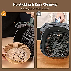 (100Pcs) Puricon Air Fryer Disposable Paper Liners, 6.3” Non-Stick Round AirFryer Parchment Paper for Baking Microwave, Food Grade Oil-Proof Unbleached -6.3 Inch