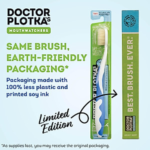 MOUTHWATCHERS Soft Flossing Toothbrush, 2 Pack, Manual Soft Toothbrush for Adults, Ultra Clean, Good for Sensitive Teeth and Gums, by Dr. Plotka's, Colors May Vary