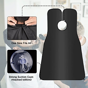 2 Pcs Beard Bib, Bead Bib for Shaving, Beard Apron, Waterproof Shaving Cloth Kit Non-Stick Beard Cape, Beard Trimming Bib with Strong Suction Cup, A Gift for All Men（Black+White）