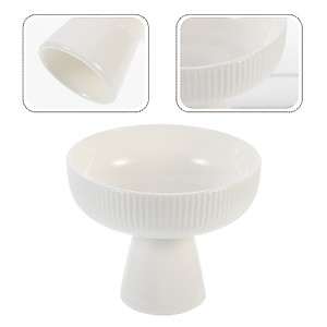 Yardwe Ceramic Footed Bowl Decorative Fruit Holder Dessert Display Stand for Kitchen Counter Centerpiece Table (4.7 Inches in Diameter, White)