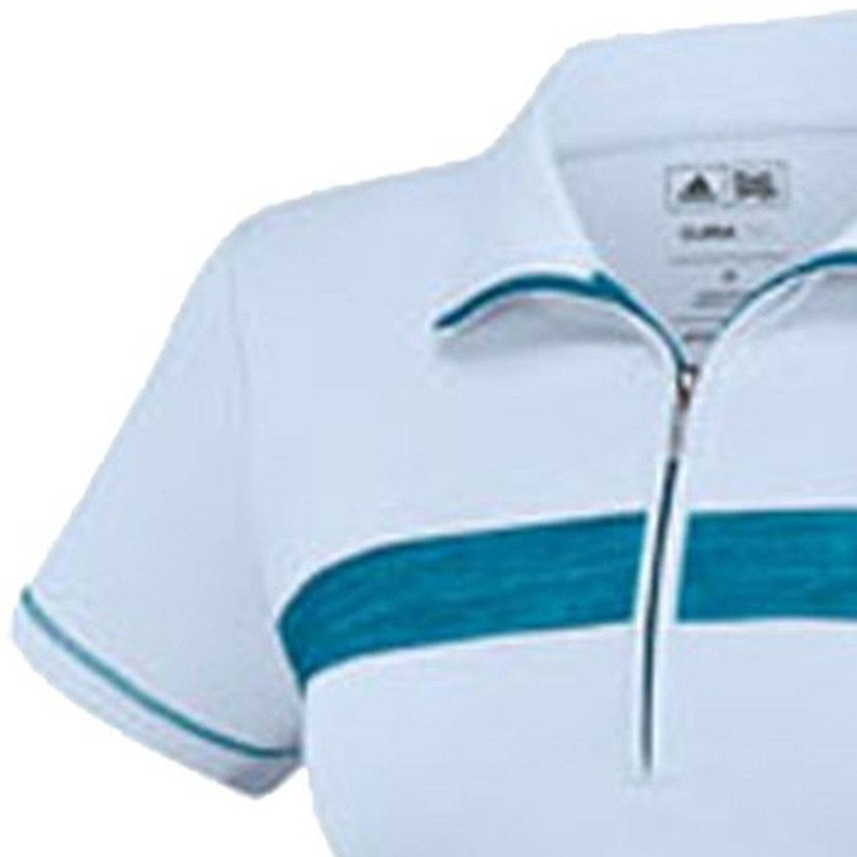adidas Golf Women's Puremotion Textured Print Zip Polo, Dew/Teal/White, Large
