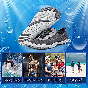 HIITAVE Men Barefoot Water Shoes Beach Aqua Socks Quick Dry for Outdoor Sport Hiking Swiming Surfing Gray 9.5 M US Men