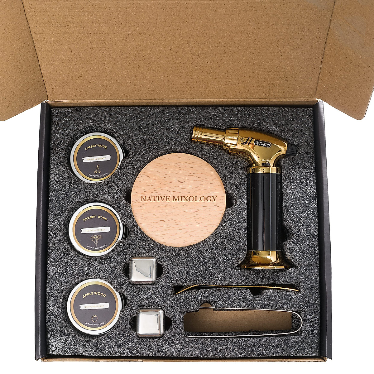 Cocktail Smoker Kit with Torch Old Fashioned Smoker for Whiskey & Bourbon, Set 6 Flavor of Wood Chips Anniversary Birthday Gifts for Men