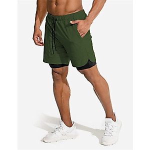 COOFANDY Men's 2 Pack Workout Shorts Quick Dry 2 in 1 Running Shorts Gym Training Athletic Jogger with Phone Pocket