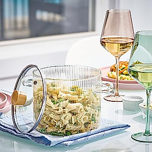 Glass Cooking Pot with Lid - 2L(68oz) Heat Resistant Borosilicate Glass Cookware Stovetop Pot Set - Simmer Pot with Cover Safe for Soup, Milk, Baby Food