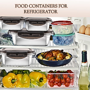 Nuanchu 6 Packs Stainless Steel Food Storage Containers Airtight Metal Food Containers Meal Prep Container Leak Proof Stackable Bento Lunch Box with Lids for Kitchen Travel Picnic and Camping(Black)