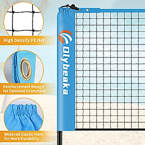 Olybeaka All-in-one Portable Badminton Net Pickleball Net Height Adjustable Kids' Volleyball Net Set for Backyard Beach Driveway Include 4 Aluminum Badminton Rackets + 2 Pickleball Paddles (10 ft)