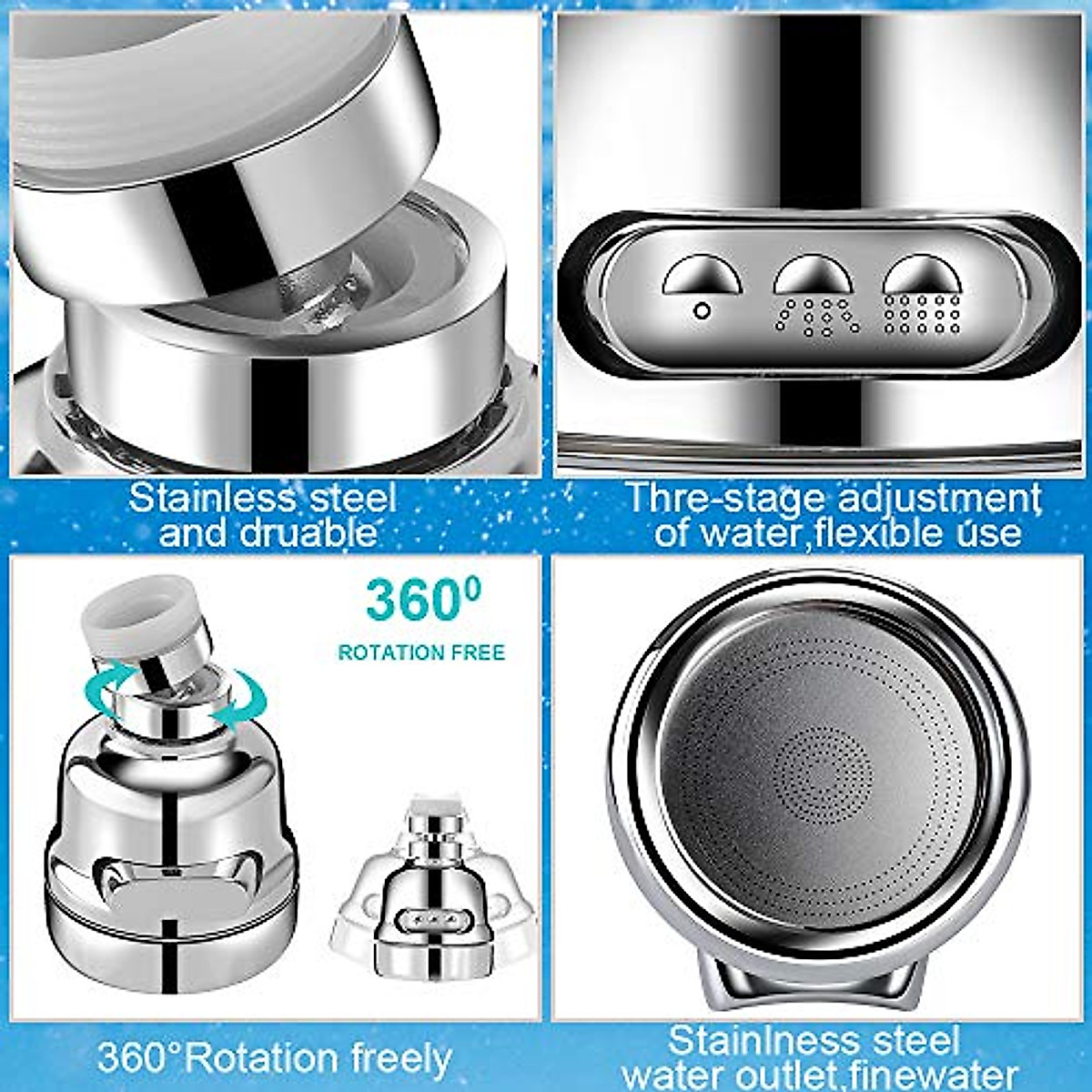 Kitchen Faucet Aerator Head 360° Rotatable Anti-Splash Faucet Sink TAP Sprayer Head Replacement, Booster Shower and Water Saving Tap for Kitchen