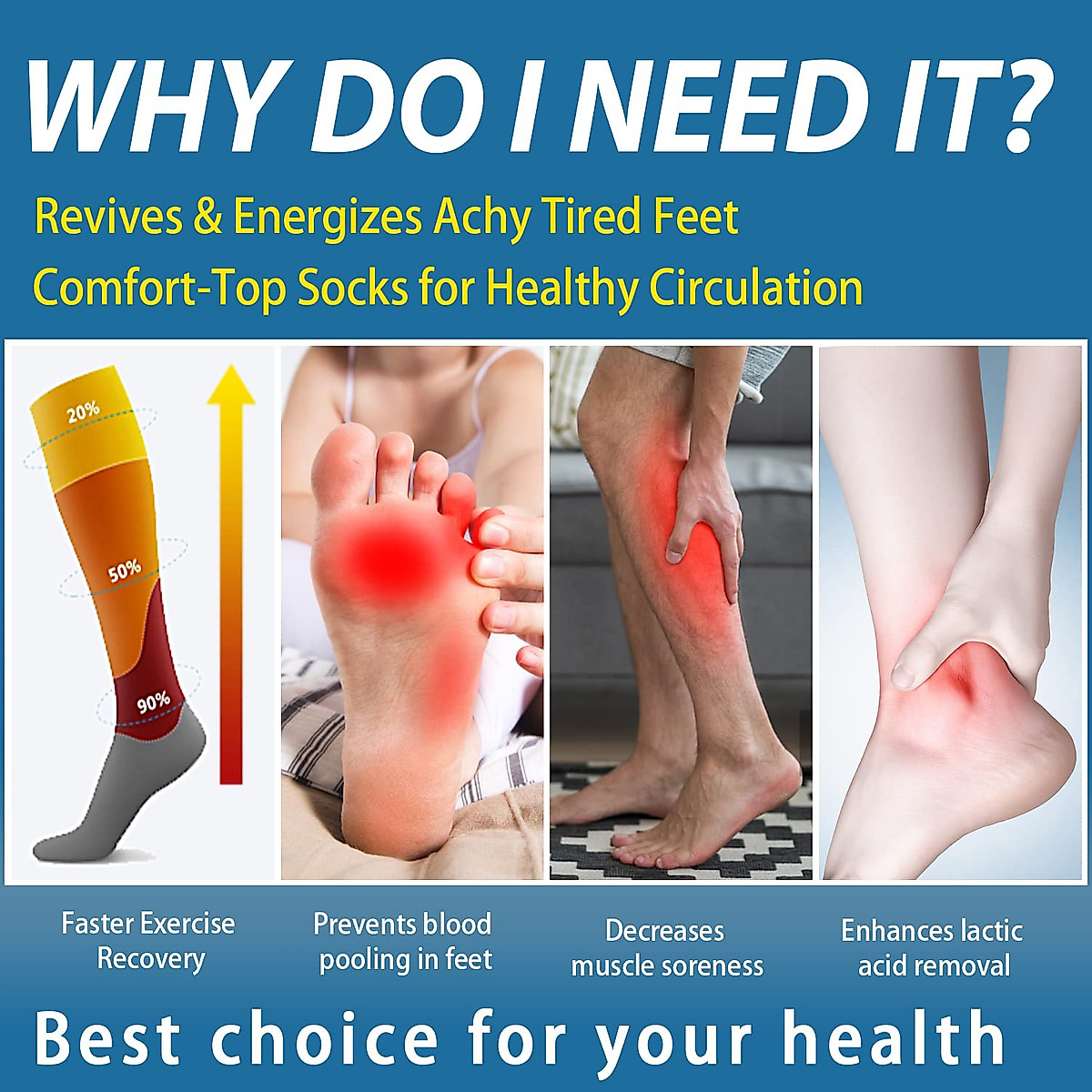 SunFeeling 6 Pairs Compression Socks for Women & Men Circulation - Best Support for Nurses,Running,Athletic,Sports,Small-Medium