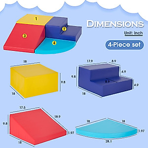 Dkelincs Climbing Blocks for Toddlers 1-3, 4-Piece Crawl and Climb Soft Foam Baby Climbing Blocks, Babies Activity Play Structures Toddler Climbing Toys Indoor, Colorful