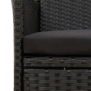 vidaXL Patio Dining Set 7 Piece with Cushions Garden Outdoor Terrace Balcony Dinner Table and Chair Seat Seating Furniture Poly Rattan Black