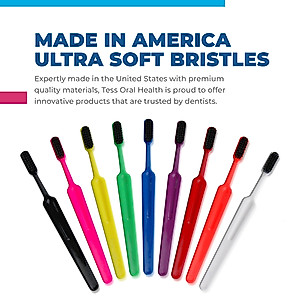 Tess Oral Health Ultra Soft Periodontal Toothbrush with Black Bristles - Post Surgical & Oncology Ultra-Soft Bristle Toothbrush (1 Dozen) - Gentle Care for Sensitive Smiles