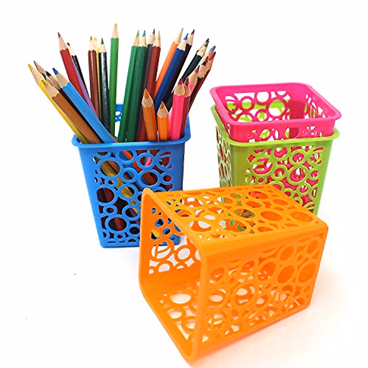 Z ZICOME Desktop Office Storage Organizer, Hollow Pen Pencil Holder Basket, Set of 4