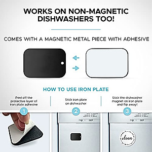Dishwasher Magnet Clean Dirty Sign: Works on Stainless Steel Non Magnetic Dish Washers - 3.15" - Includes Magnetic Piece with Adhesive - Farmhouse Kitchen Accessories Decor, Apartment Necessities
