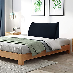 BNCKTRD Headboard Wedge Pillow Cal King XXL Bolsters Pillow for Bed Back Support Backrest Cushion for Reading Watching TV Working Sitting on Bed Large Daybed Couch Bed Rest Pillow Velvet Black