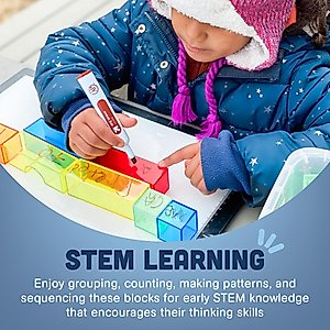 Constructive Playthings Translucent Color Building Blocks, Light Table Manipulatives, 3D Shapes for Teaching Color and Math, 50-Piece Playset, Toddler Toys for 12 Months & Up