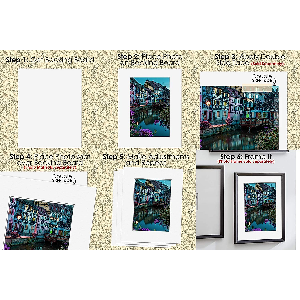 Golden State Art, Pack of 100 5x7 Backing Board