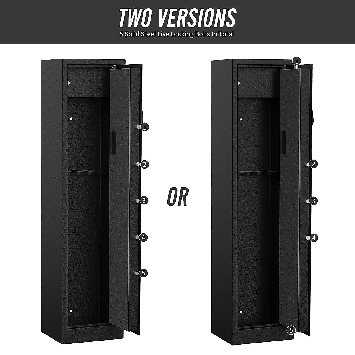 RPNB Rifle Safe,Electronic Gun Security Cabinet,Quick Access 5-Gun Large Metal Rifle Gun Security Cabinet with Separate Pistol/Ammo Area