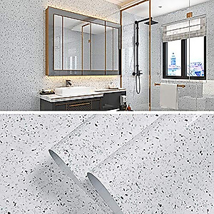 Glossy Marble Paper for Countertop Peel and Stick Wallpaper Granite White Sticker Waterproof Self Adhesive 15.7”×118” Easy to Install & Clean, Removable