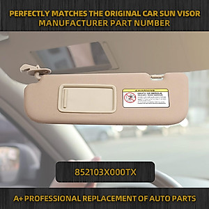 Dasbecan Beige Left Driver Side Sun Visor Compatible with Hyundai Elantra 2011 2012 2013 2014 2015 Replaces# 852103X000TX