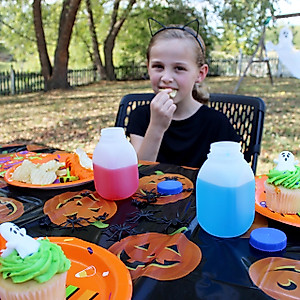 Cornucopia Brands 8-Ounce Plastic Milk Bottles (12-Pack); HDPE Bottles Great for Milk, Juice, Smoothies, Lunch Box & More, BPA-Free, Dishwasher-Safe, BPA-free