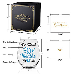 Perfectinsoy I've Waited 9 Months For This Wine Glass, Funny New Mom Stemless Wine Glass, Mother's Day Gift for Mom, Birthday Gifts for New Mom, Post Pregnancy Gifts for New Mom (Boy