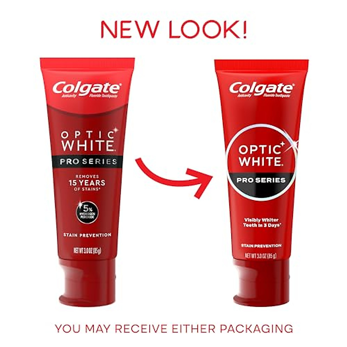 Colgate Optic White Pro Series Whitening Toothpaste with 5% Hydrogen Peroxide, Stain Prevention, 3 Oz Tube